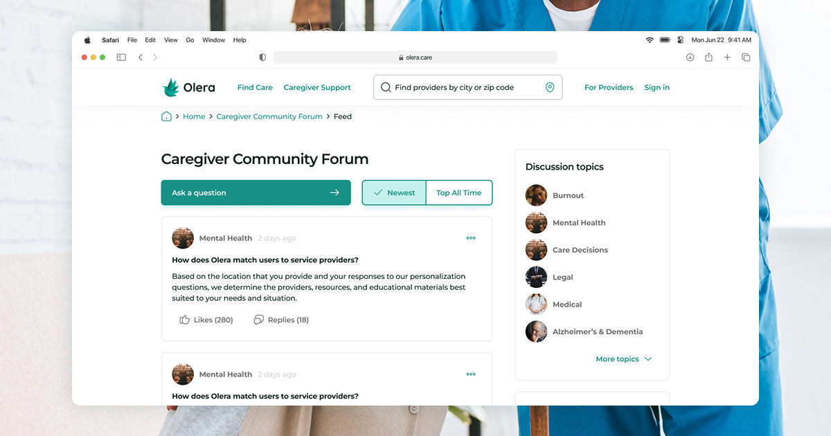 Olera Caregiver Forum: Supportive Member Community